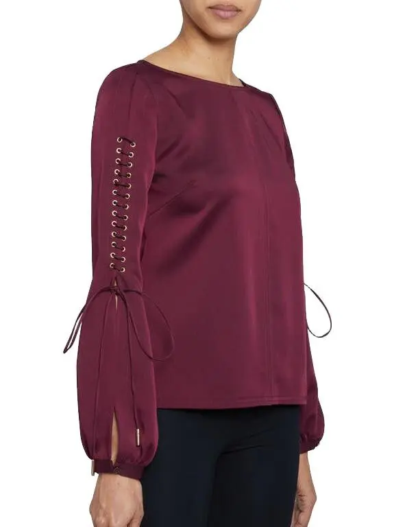 Santorelli Livi Long Sleeve Grommet Top - Burgundy