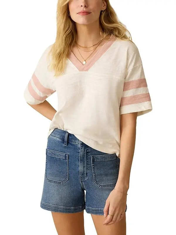 Faherty Brand Sunwashed Varsity Tee - Pink Varsity