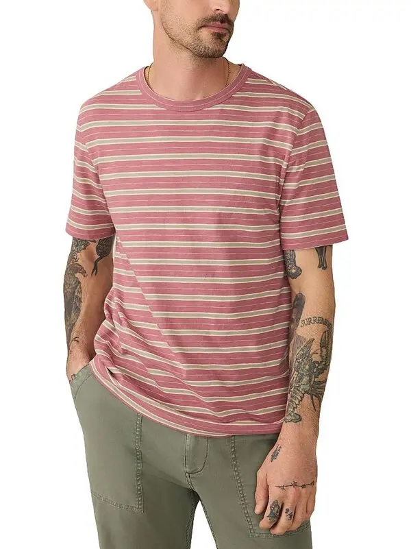 Faherty Brand Sunwashed Tee - Red Reef Stripe