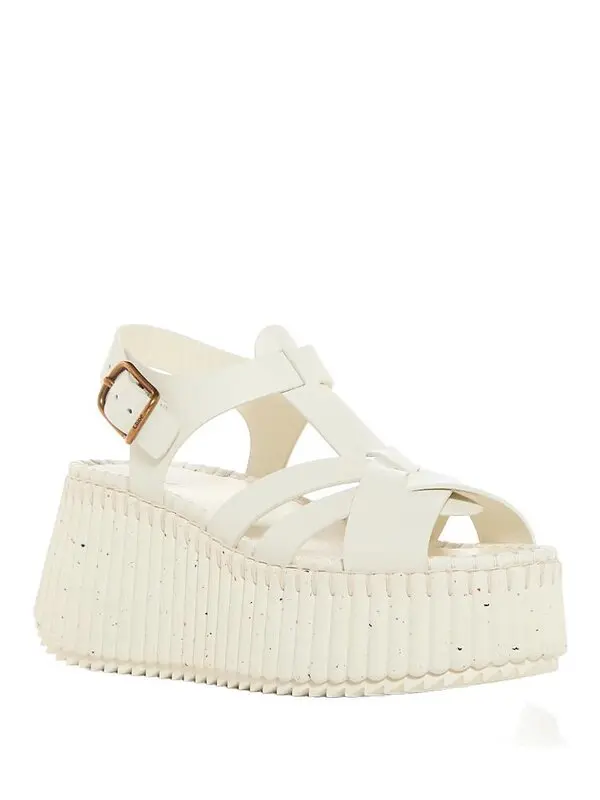 Chloé Nama Wedge Sandals - Eggshell