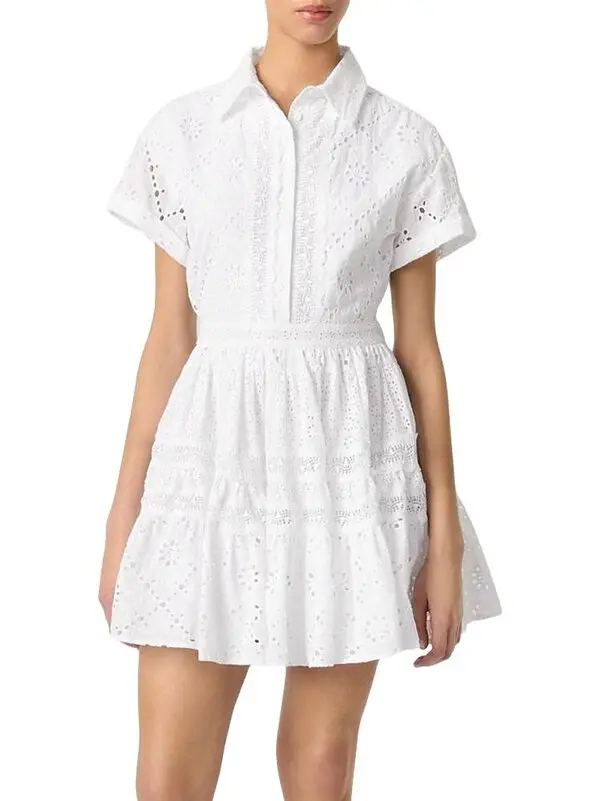 Maje Embroidered Babydoll Dress - White