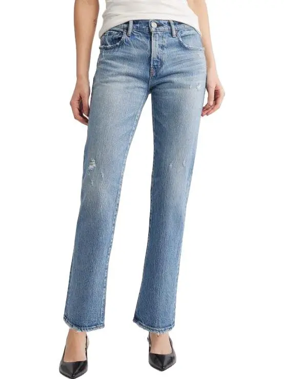 Moussy Vintage Farmingdale Slim Straight Leg Jeans - Light Blue