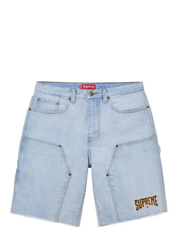 Supreme Cutoff Double Knee Denim Painter Short - Blue