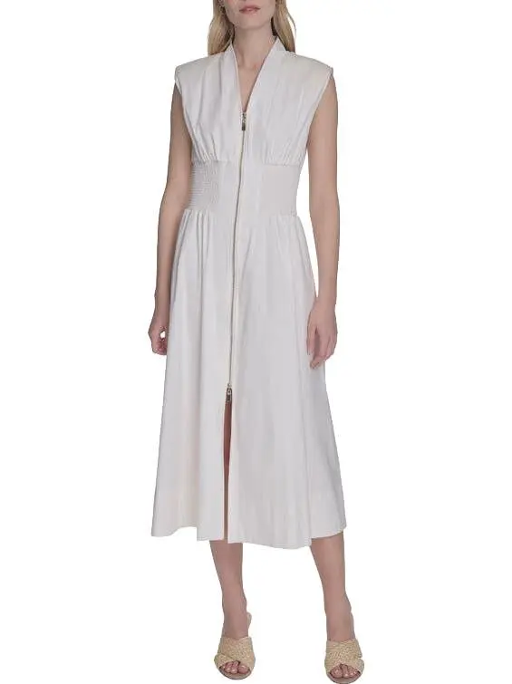Vince Camuto Smock Waist Cotton Midi Dress - Ivory