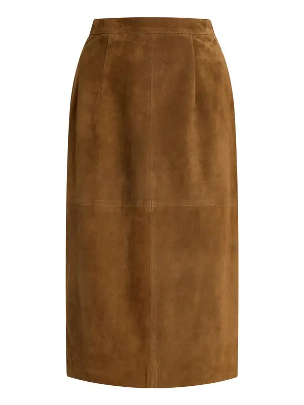 Giuliva Heritage The Carolina Suede Midi Skirt - Brown