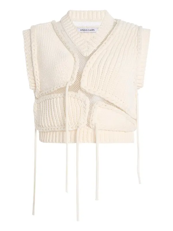 AISLING CAMPS Sleeveless Cotton-blend Vest - Ivory