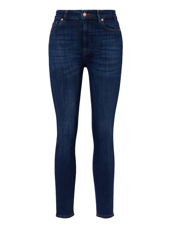 7 For All Mankind Aubrey High-rise Cropped Skinny Jeans - Blue