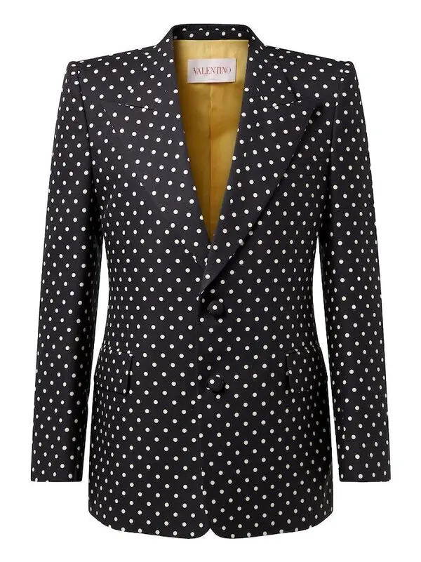 Valentino Garavani Polka-dot Silk Blazer - Black