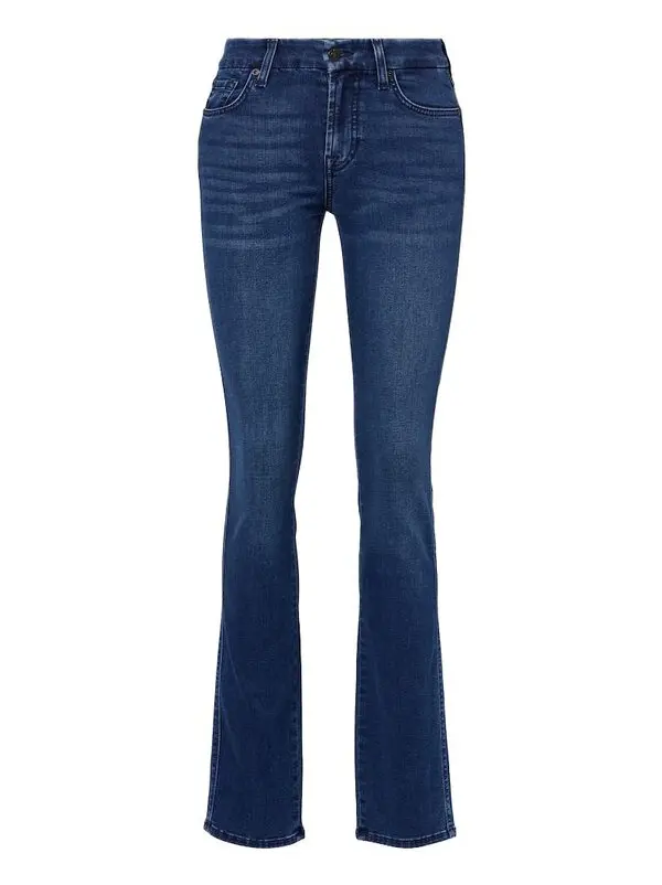 7 For All Mankind Kimmie Mid-rise Straight Jeans - Blue