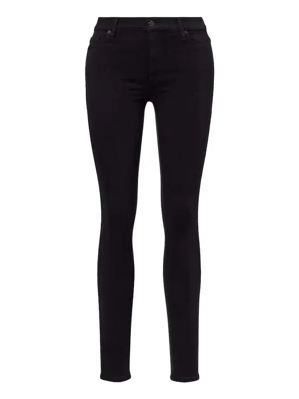 7 For All Mankind Mid-rise Skinny Jeans - Black