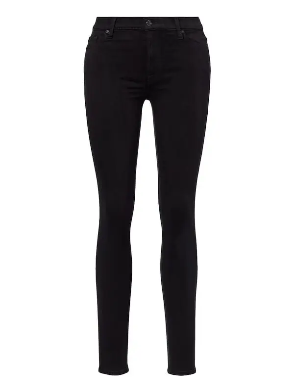 7 For All Mankind Mid-rise Skinny Jeans In Intro Wash - Black