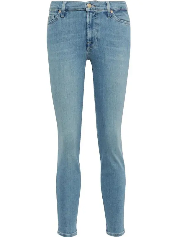7 For All Mankind Mid-rise Skinny Jeans In Intro Wash - Blue