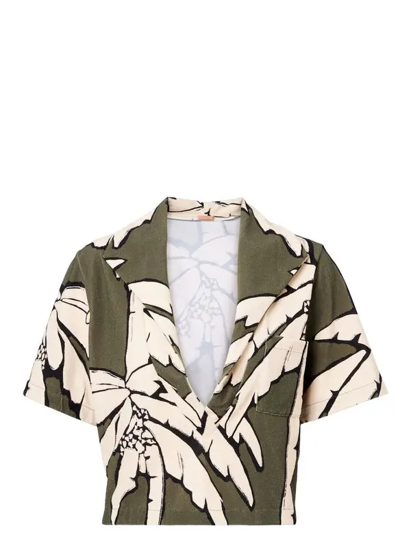 Johanna Ortiz Cropped Printed Shirt - Green