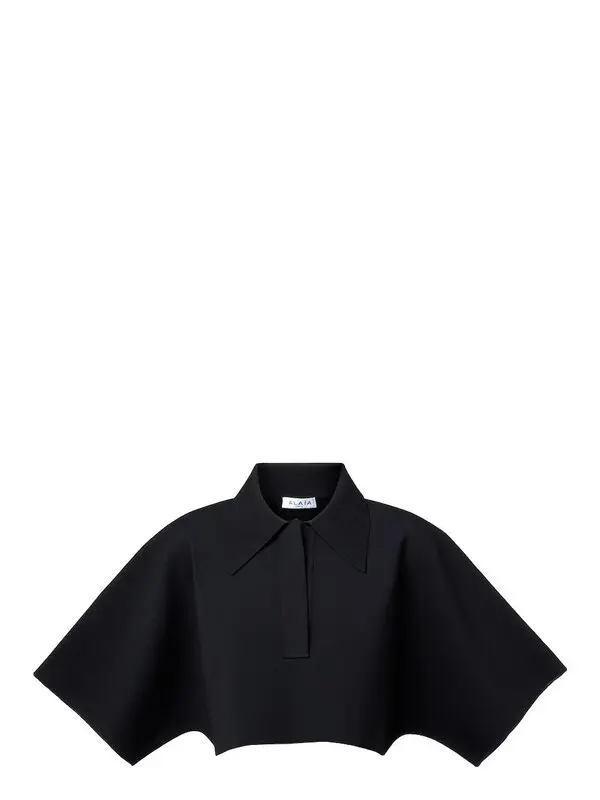 Alaïa Cropped Polo Shirt - Black