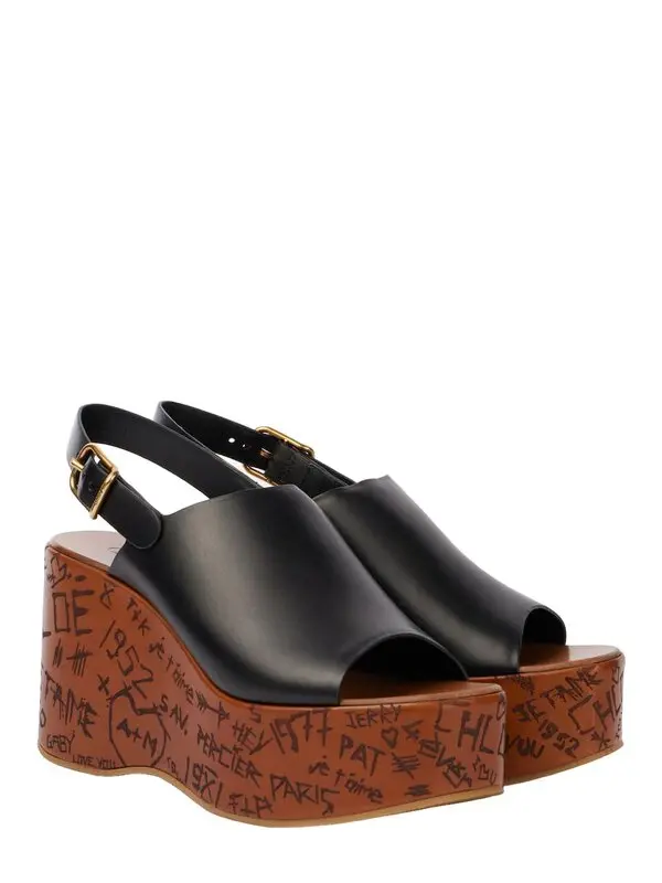 Chloé Maxime Leather Wedges - Black