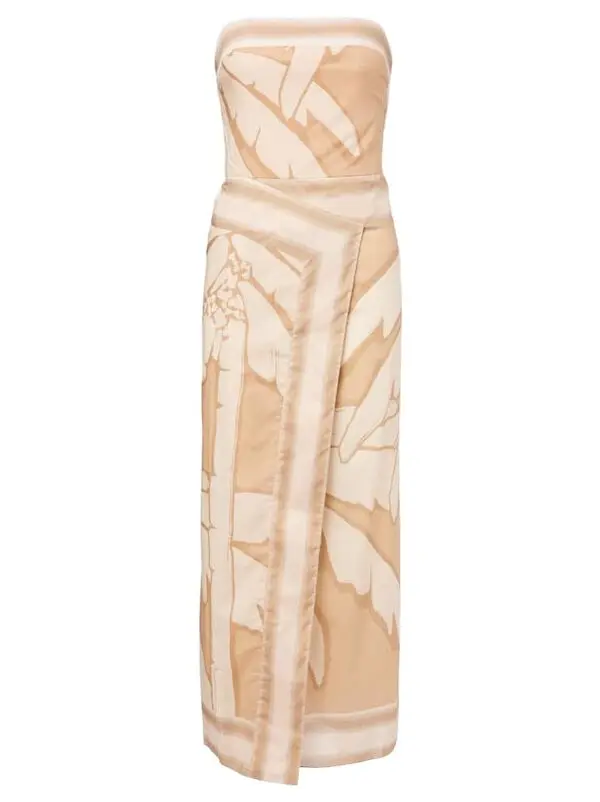 Johanna Ortiz Palms Pontoon Cotton Poplin Midi Dress - Beige