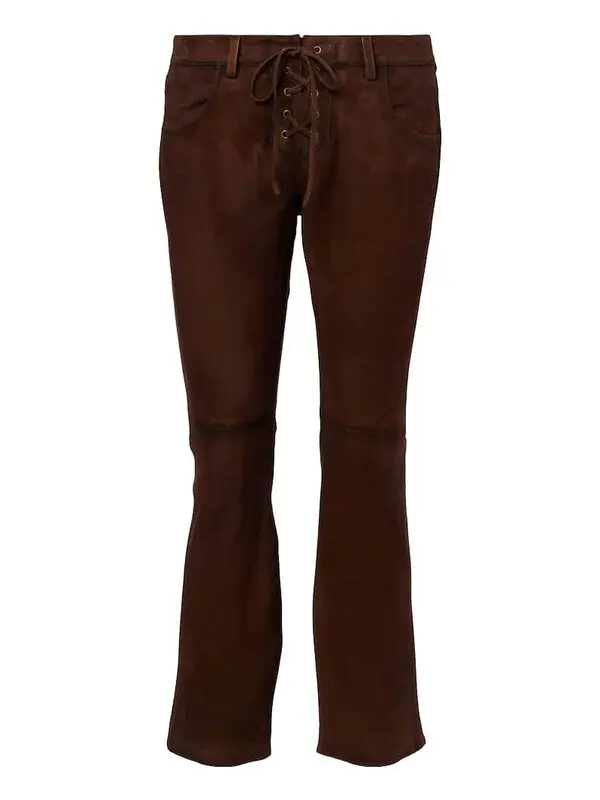 Isabel Marant Étoile Vanel Lace-up Suede Pants - Brown