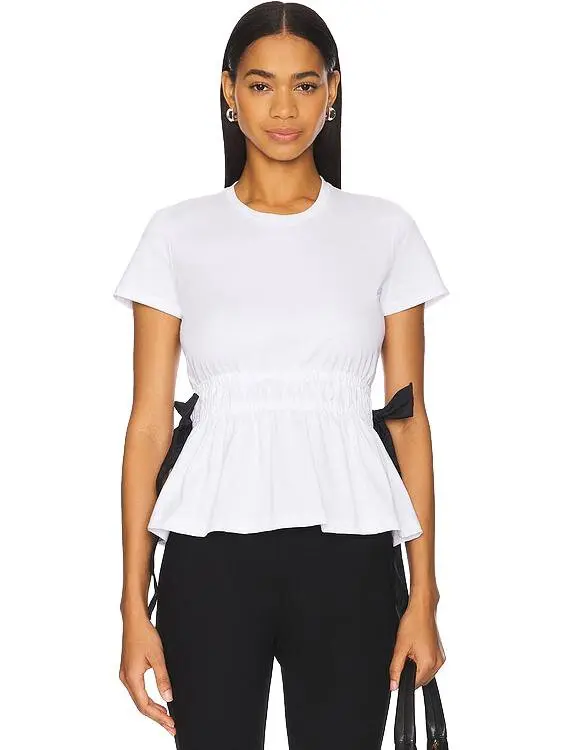 MARQUES' ALMEIDA Gathered Cap-sleeve T-shirt - White