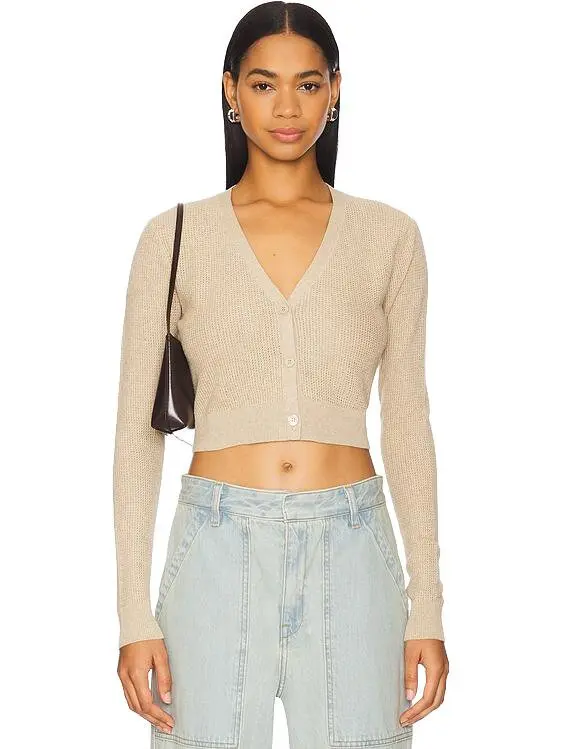 Enza Costa Cropped V Neck Cardigan - Basalt
