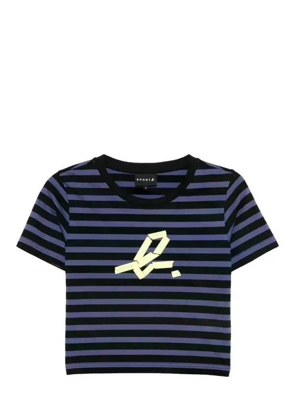 SPORT B. BY AGNÈS B. Crop Striped T-shirt - Black