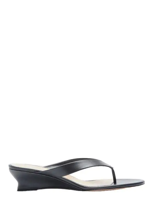 Le Monde Beryl Micro Wedge Leather Thong Sandal - Black