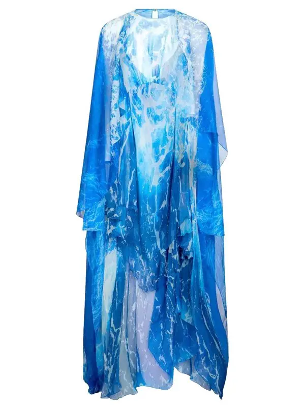 Roberto Cavalli Abstract-print Maxi Dress - Blue