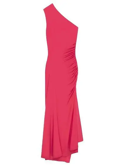 Givenchy Asymmetric Draped Crepe Jersey Dress - Raspberry