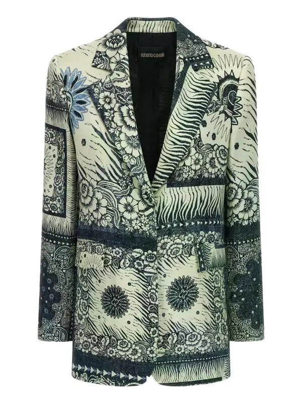 Roberto Cavalli Bandana-print Blazer - Blue