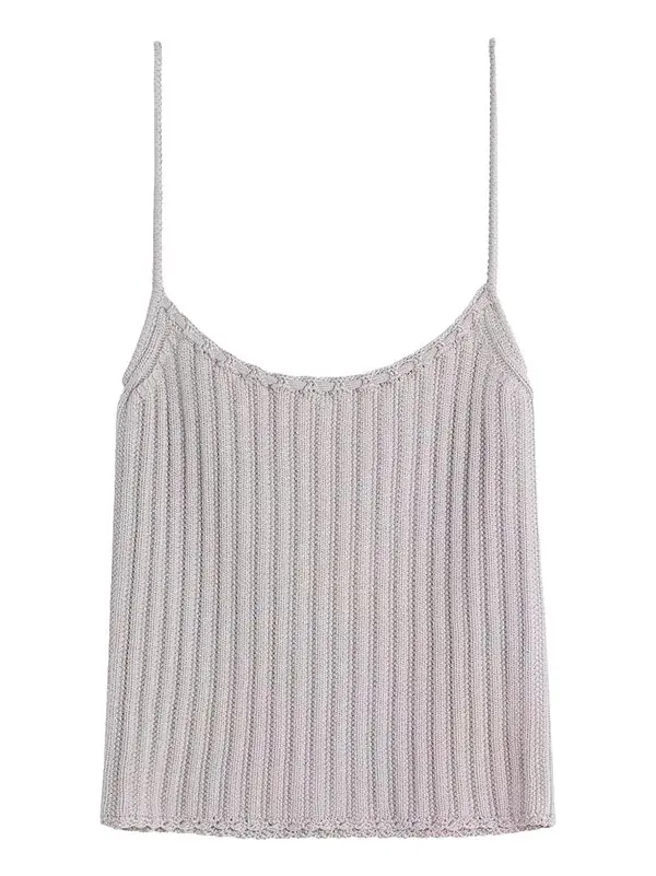 LANVIN Ribbed Knit Top - Grey