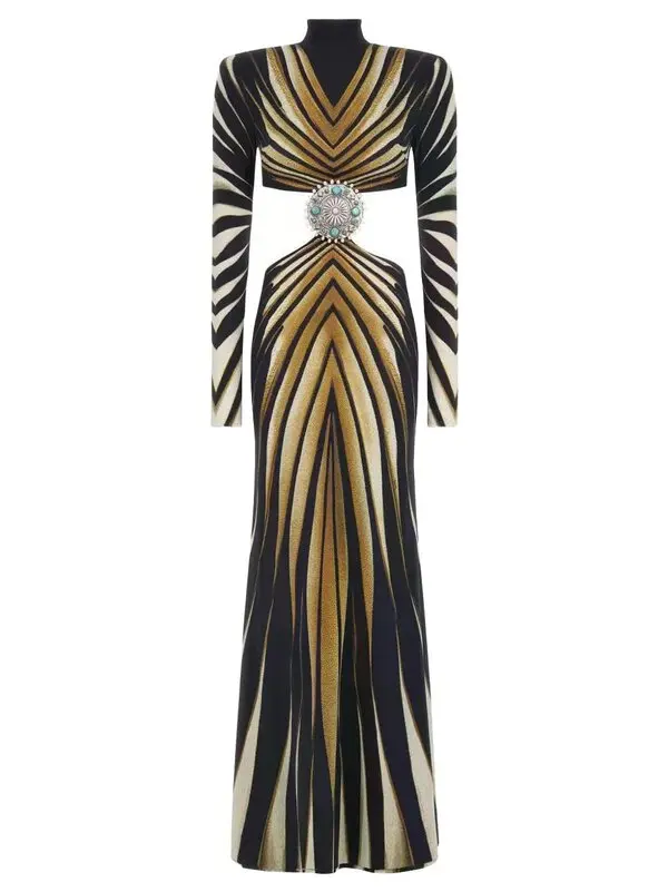 Roberto Cavalli Printed Gown - Gold