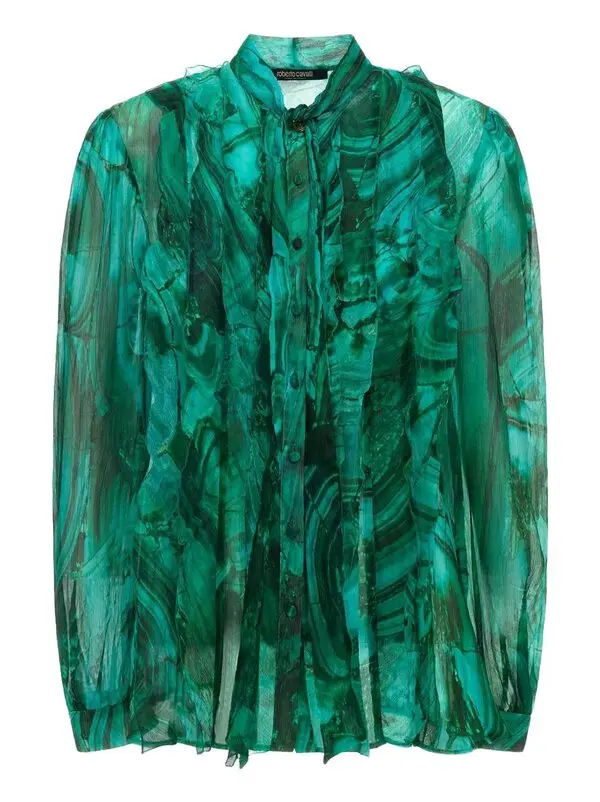 Roberto Cavalli Abstract-print Shirt - Green