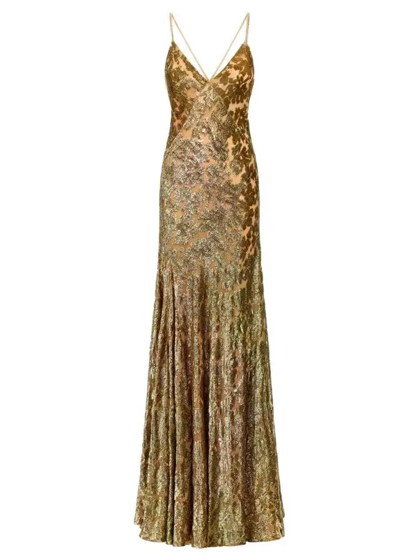 Roberto Cavalli Metallic-effect Maxi Dress - Gold