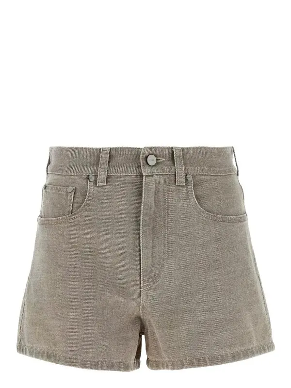 Fendi Stamp 1925 Logo-embroidered Denim Shorts - Neutrals