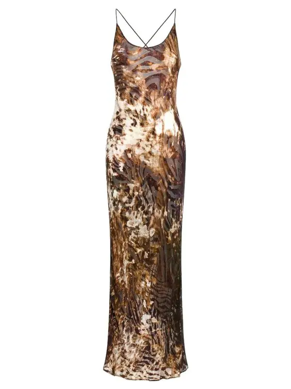 Roberto Cavalli Appaloosa-print Maxi Dress - Brown