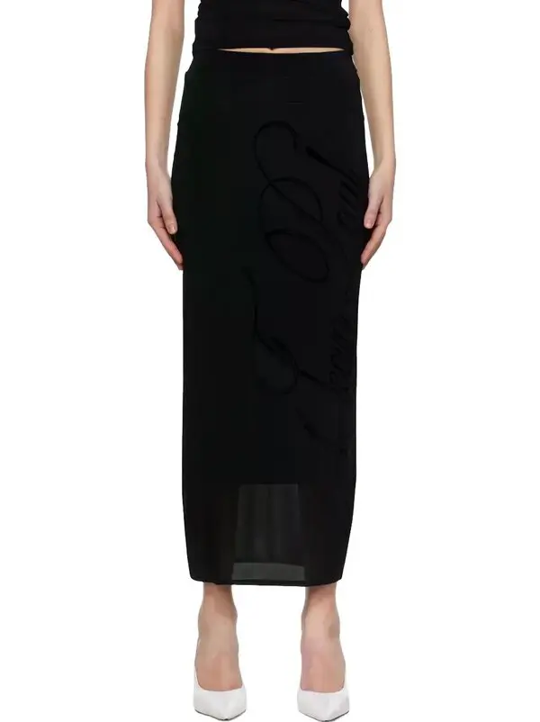 JEAN PAUL GAULTIER Flocked-logo Midi Skirt - Black
