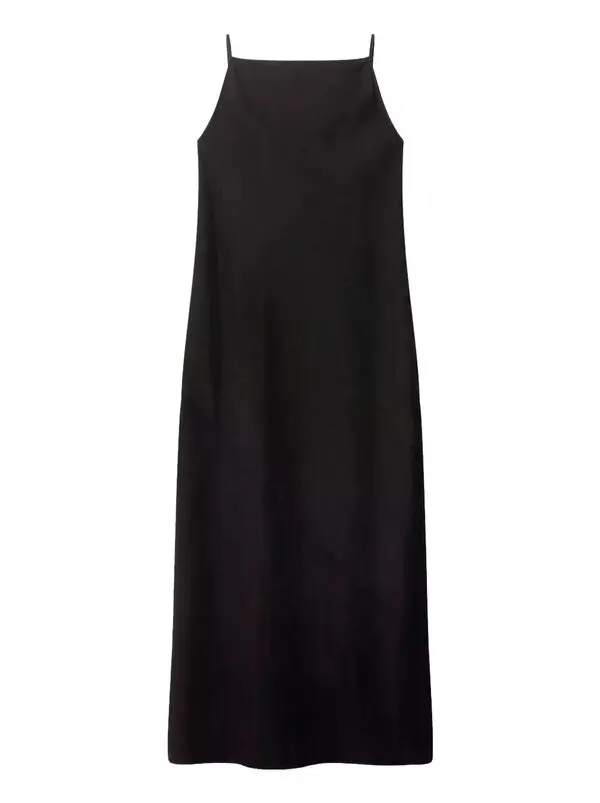 Another Tomorrow Square-neck Slip Dress - Black