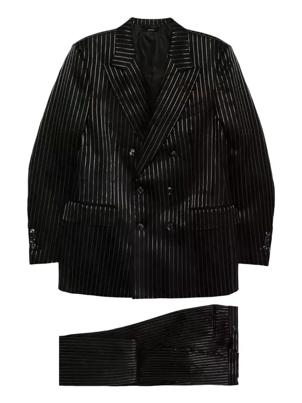 TOM FORD Striped Double-breasted Suits - Black