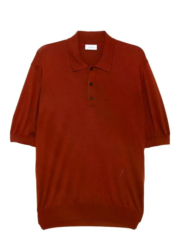FERRAGAMO Knitted Polo Shirt - Brown