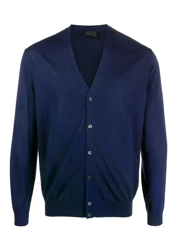 Prada Fine-knit V-neck Cardigan - Blue
