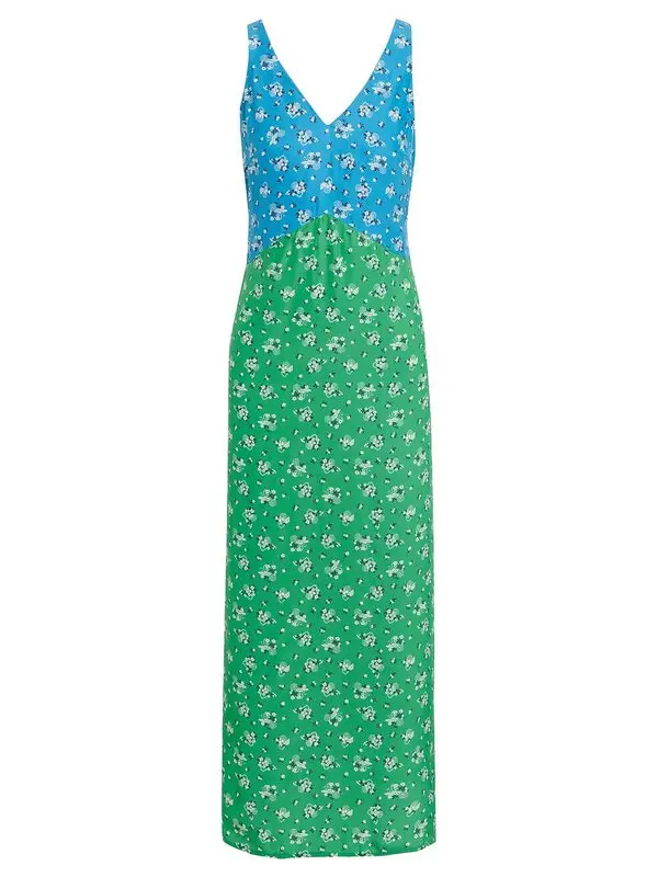 HVN Max Printed Silk-satin Maxi Dress - Green