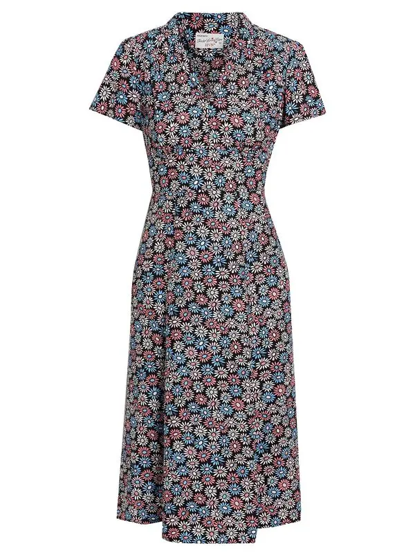 HVN Morgan Floral-print Silk Dress - Black