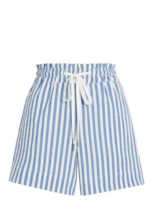 Veronica Beard Tijuana Striped Cotton-blend Seersucker Shorts - Blue