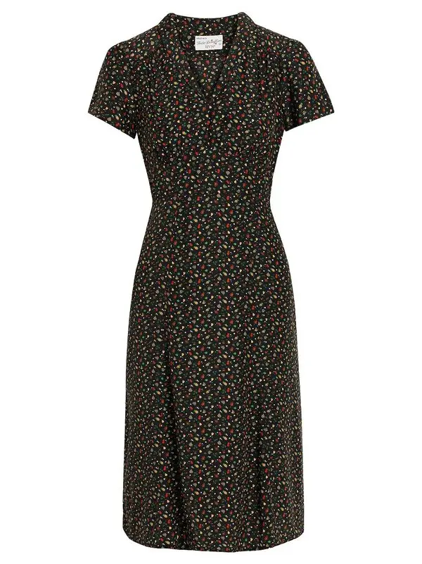 HVN Morgan Printed Silk Dress - Black