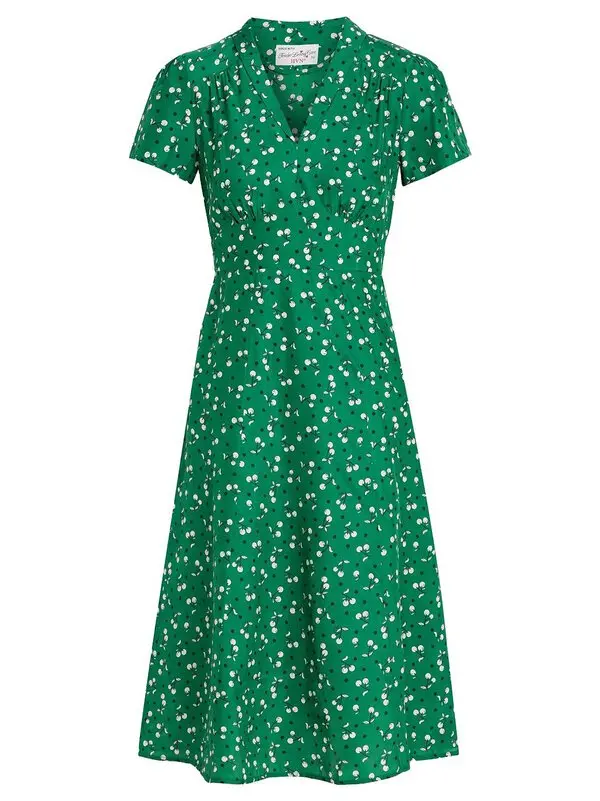 HVN Morgan Printed Silk Dress - Green