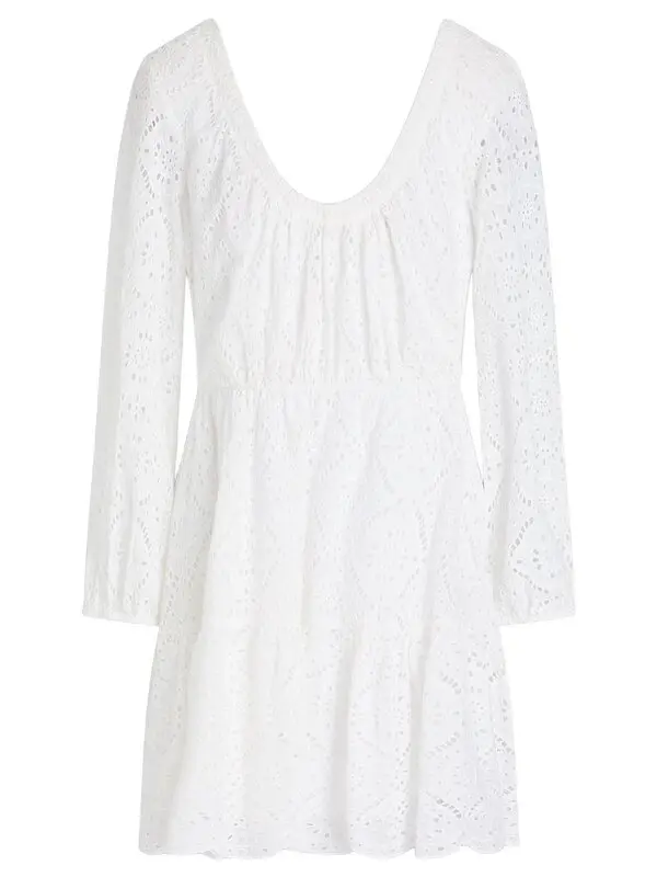 Veronica Beard Calibra Broderie Anglaise Cotton Mini Dress - White