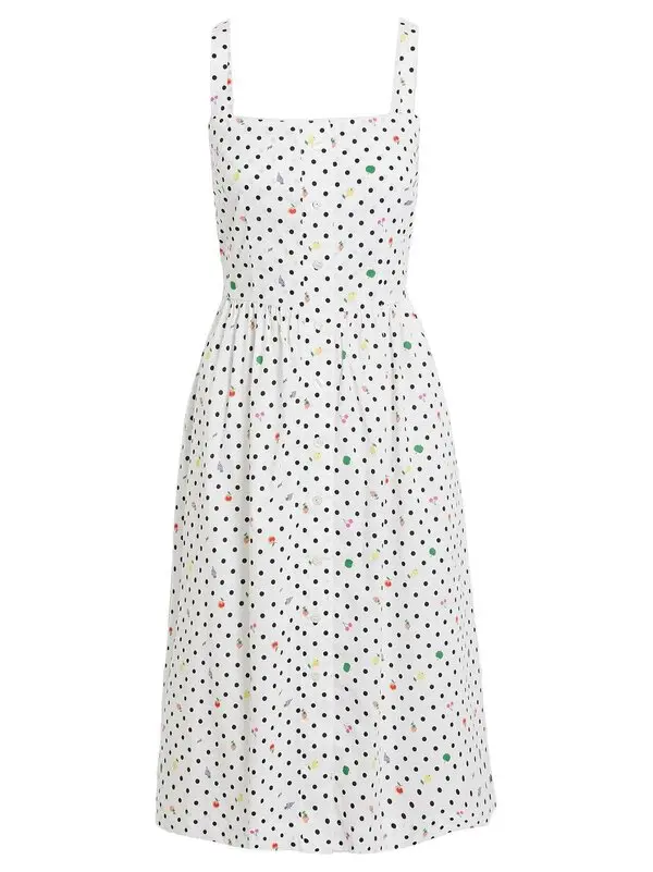 HVN Laura Printed Cotton-blend Poplin Dress - White