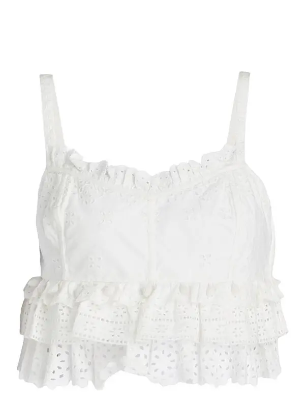 Ulla Johnson Clarissa Broderie Anglaise Cotton Top - Off-white