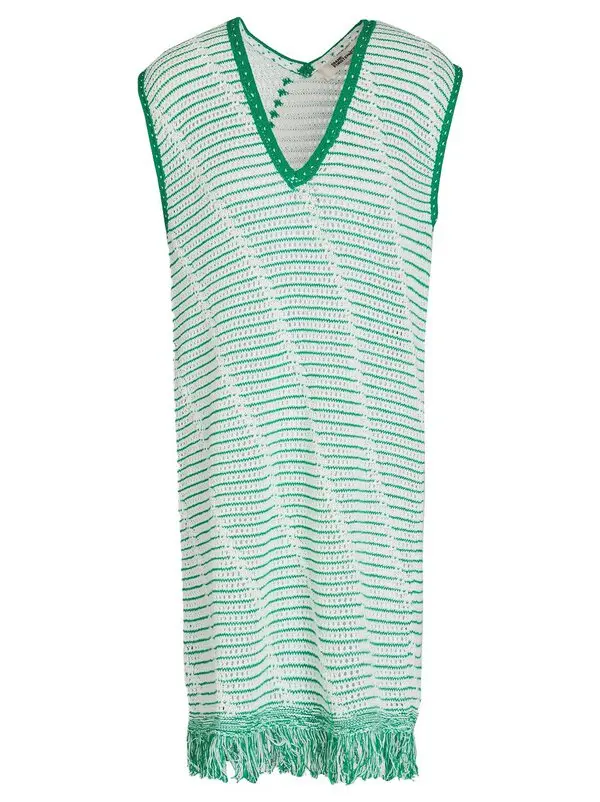 Diane Von Furstenberg Susana Striped Pointelle-knit Mini Dress - Jade
