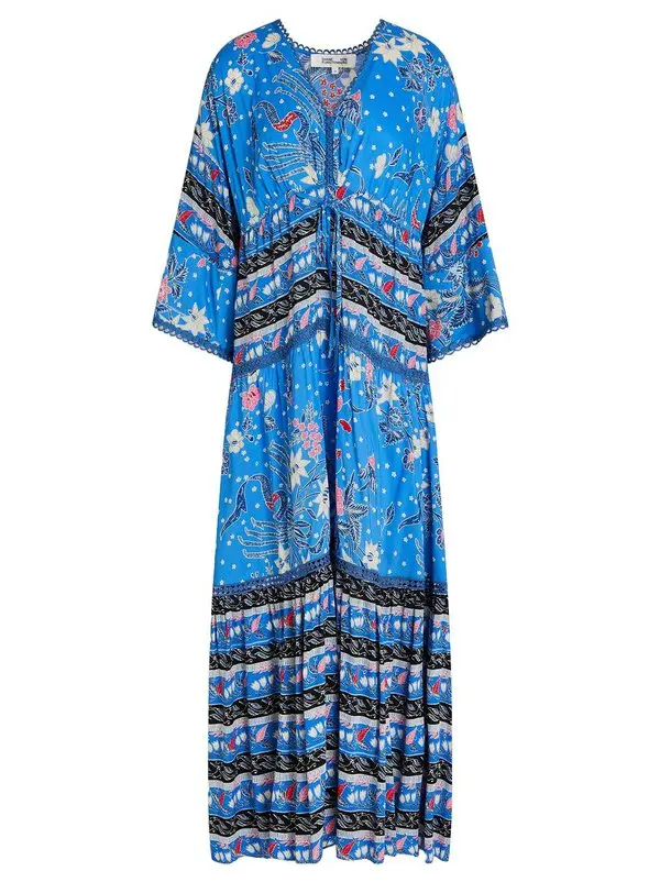 Diane Von Furstenberg Boris Floral-print Maxi Dress - Azure