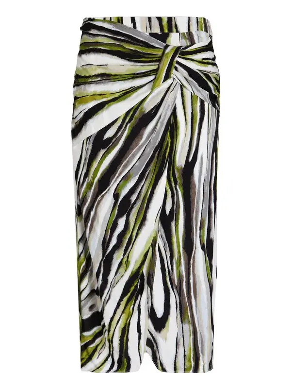 Diane Von Furstenberg Garcel Wrap-effect Printed Jersey Midi Skirt - Gray